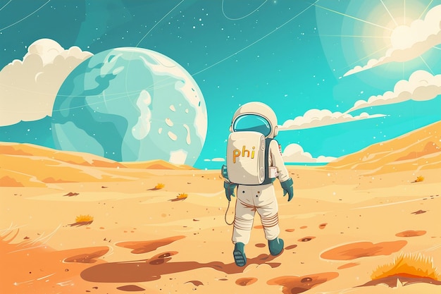 Astronaut Exploring Alien Planet Scene | Premium AI-generated vector Astronaut Exploring Alien Planet Scene | Premium AI-generated vector