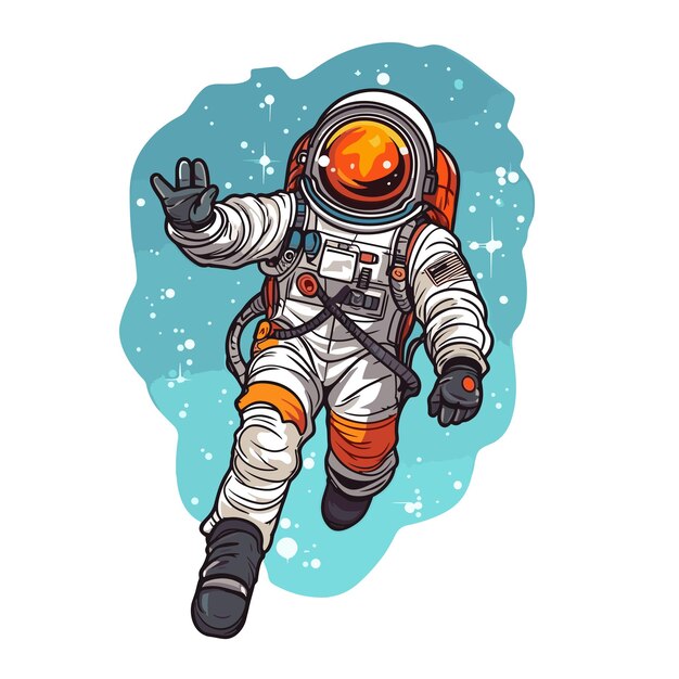 宇宙飛行士と宇宙イラスト クリップアート背景に分離されたかわいい宇宙飛行士 Premium Ai生成ベクトル画像