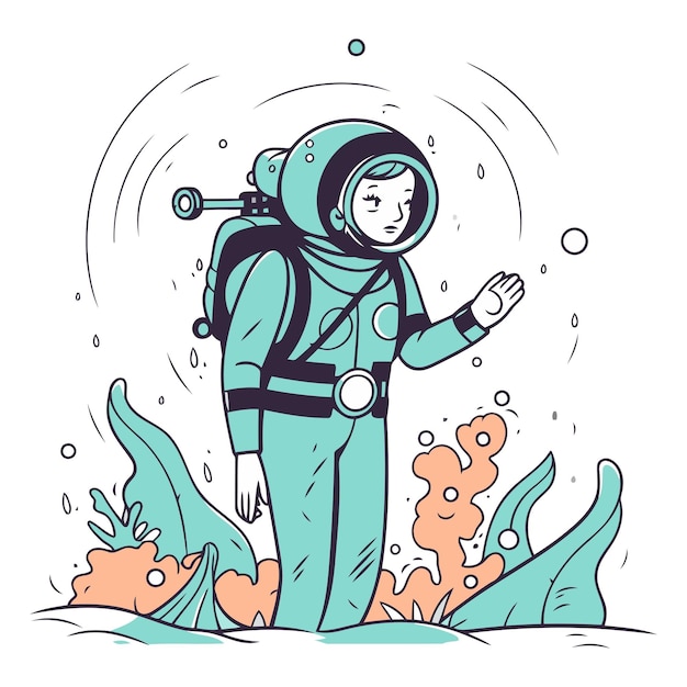 Premium Vector | Astronaut in spacesuit exploring the ocean Premium Vector | Astronaut in spacesuit exploring the ocean