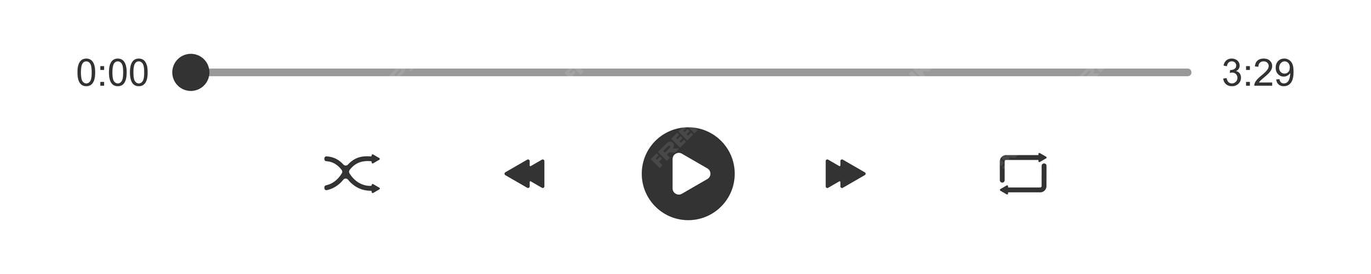 Premium Vector | Audio or video player loading bar with time slider Play shuffle repeat rewind ...