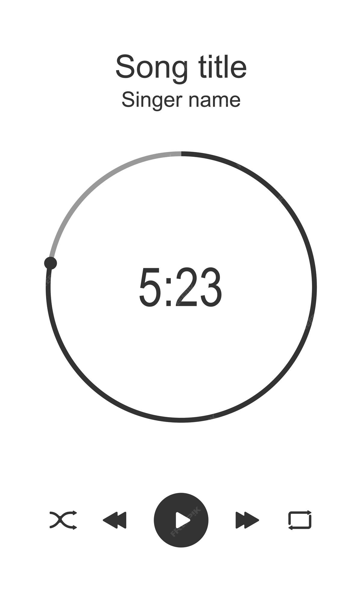 Premium Vector | Audioplayer interface with round loading bar timer shuffle rewind fast forward ...