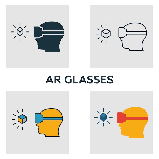 Premium Vector | Augmented Reality Glasses icon set Four elements in ... Premium Vector | Augmented Reality Glasses icon set Four elements in ...