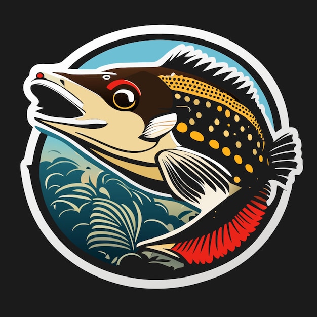 Premium Vector | Australian flathead perch sticker Premium Vector | Australian flathead perch sticker