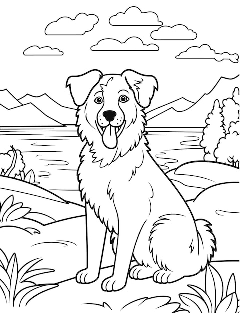 Premium Vector | Australian shepherd dog coloring page Premium Vector | Australian shepherd dog coloring page