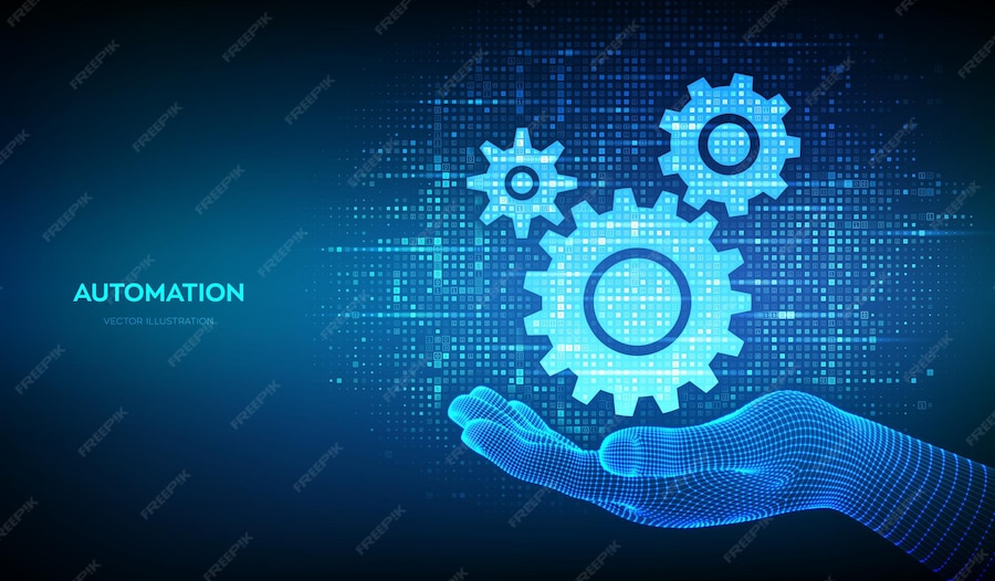 Premium Vector Automation And Iot Software Concept Gears Icons Made With Binary Code In 