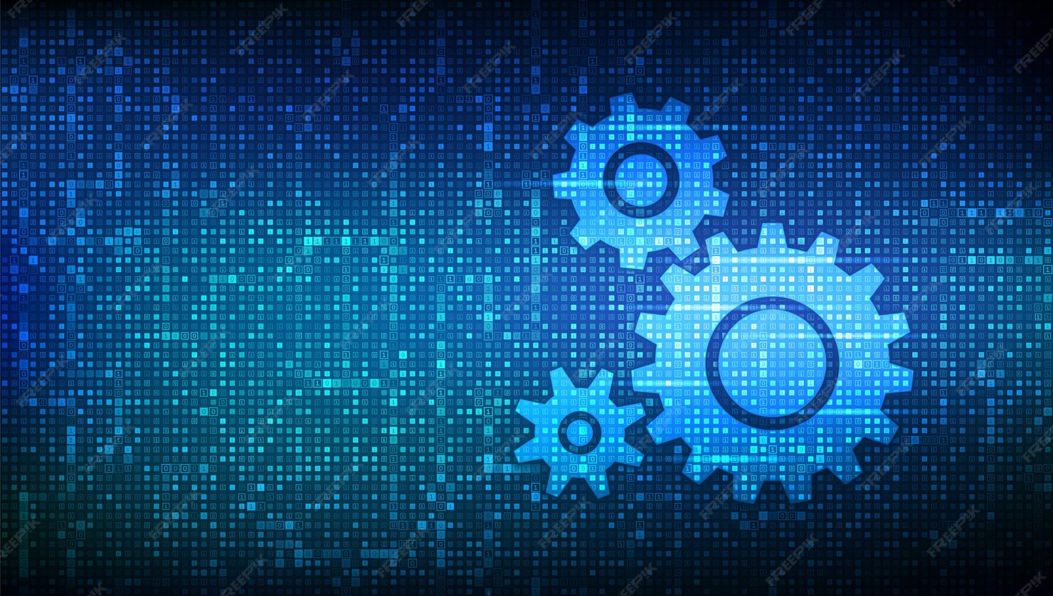 Premium Vector | Automation software background. gears icons made with binary code. iot and ...