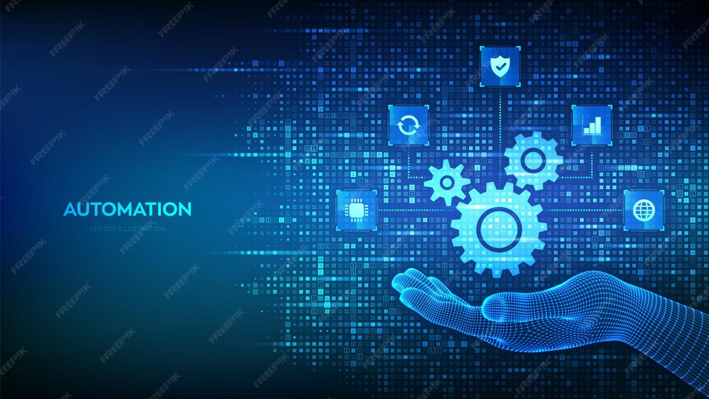 Premium Vector Automation Software Gears Icon Made With Binary Code