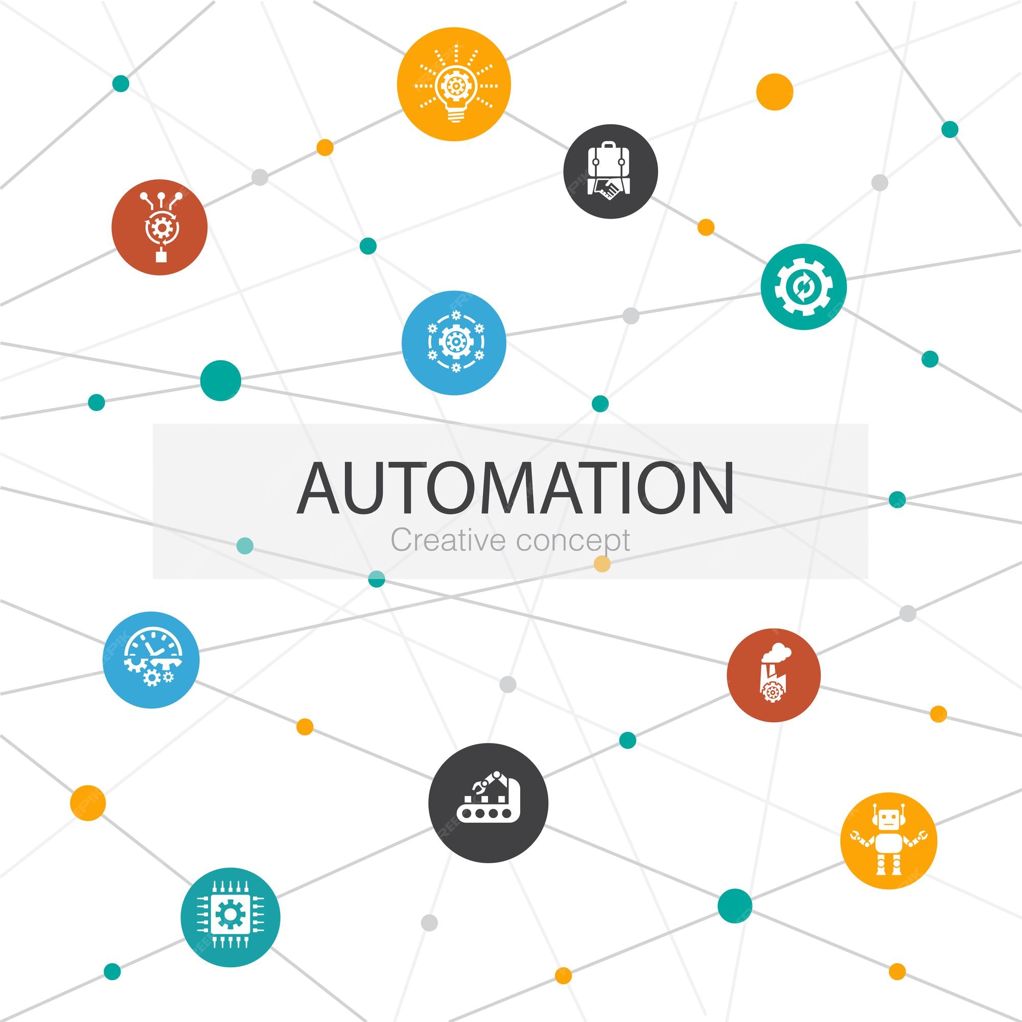 Premium Vector | Automation trendy web template with simple icons ...
