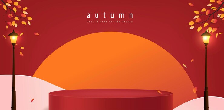Premium Vector Autumn Banner Background With Product Display