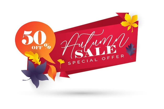 Premium Vector Autumn Sale Banner Layout Decorate With Leaves For