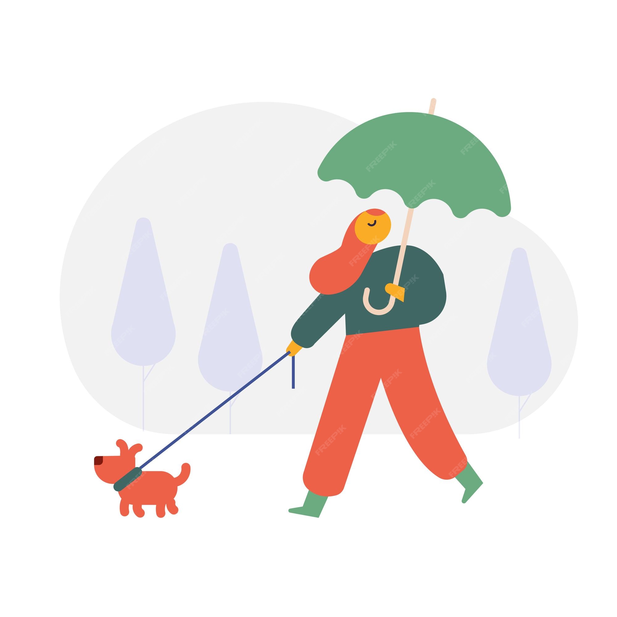 Premium Vector Autumn Season Fall Rain People Silhouette With Umbrella Flat Vector