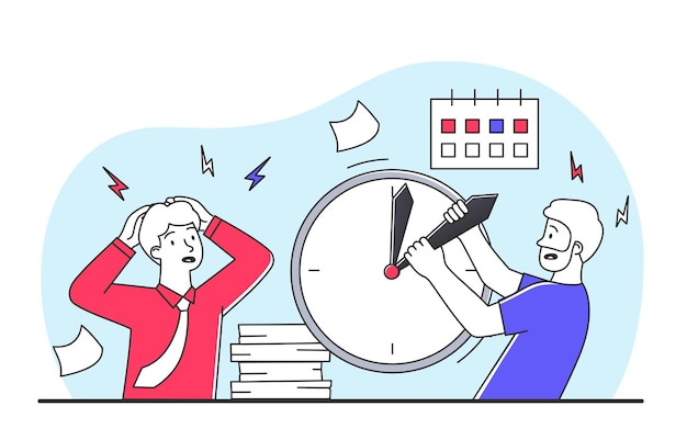 Premium Vector | Avoid alarm clock men in office employees trying to ... Premium Vector | Avoid alarm clock men in office employees trying to ...