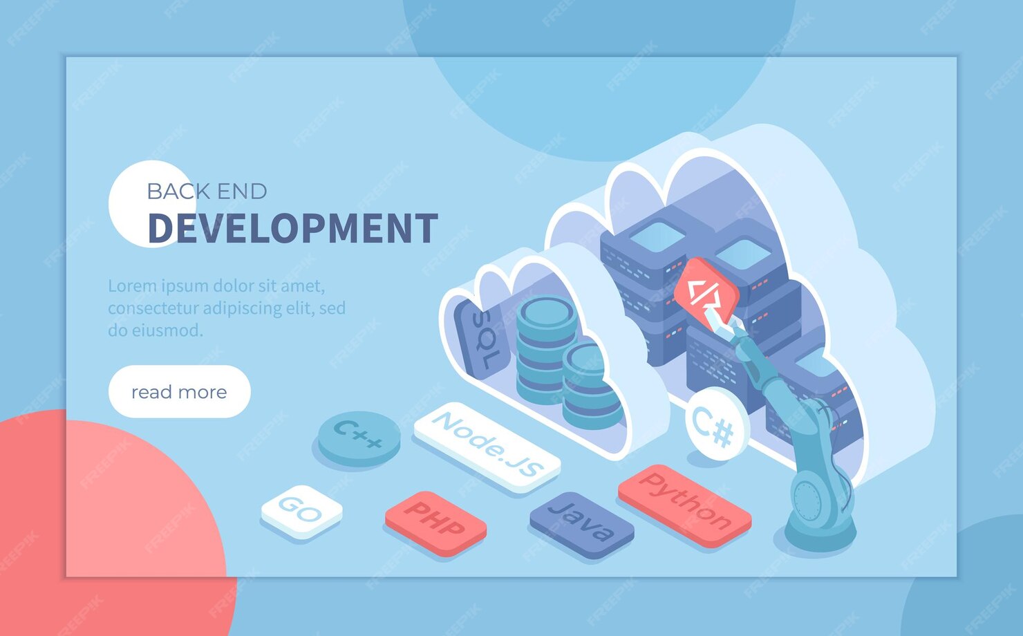 Premium Vector | Back end Development Coding Software Engineering Programming languages Server ...