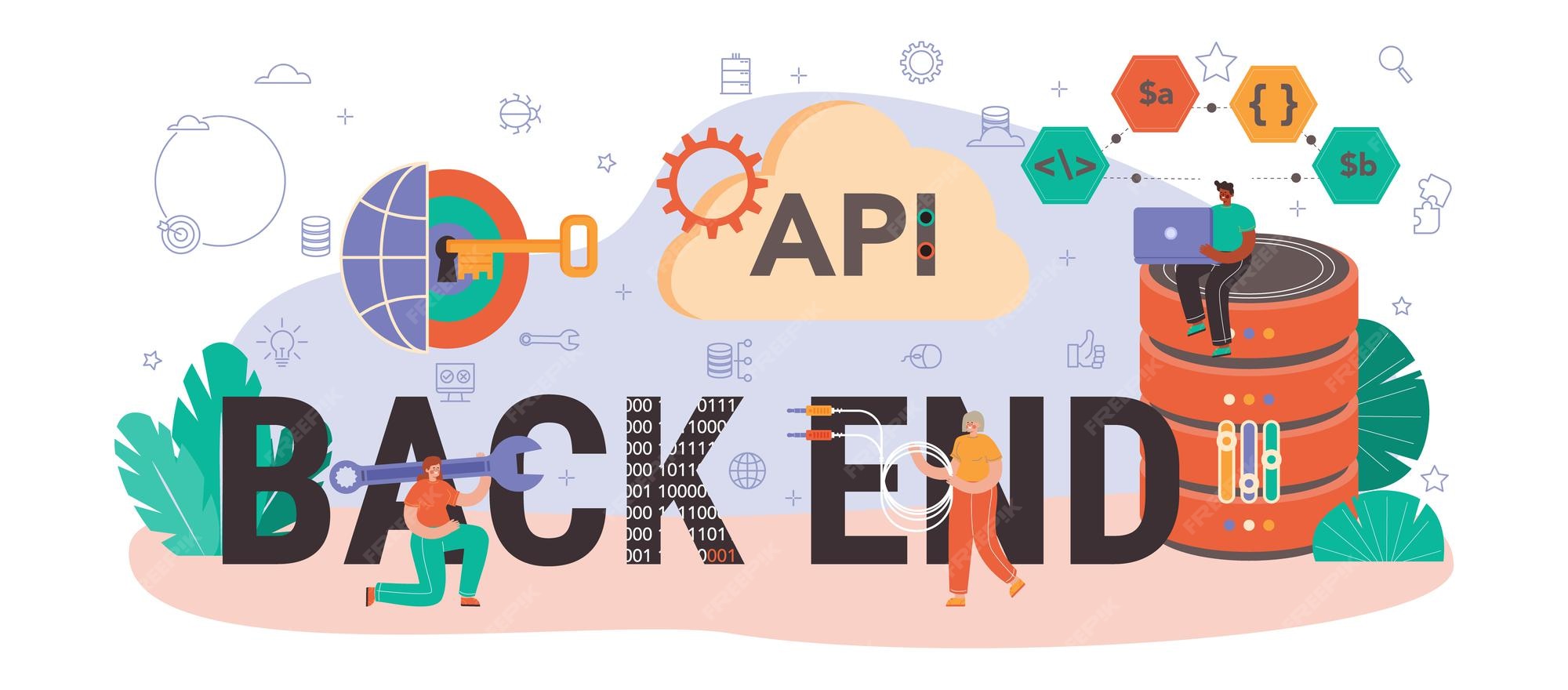 Premium Vector | Back end typographic header. software development ...