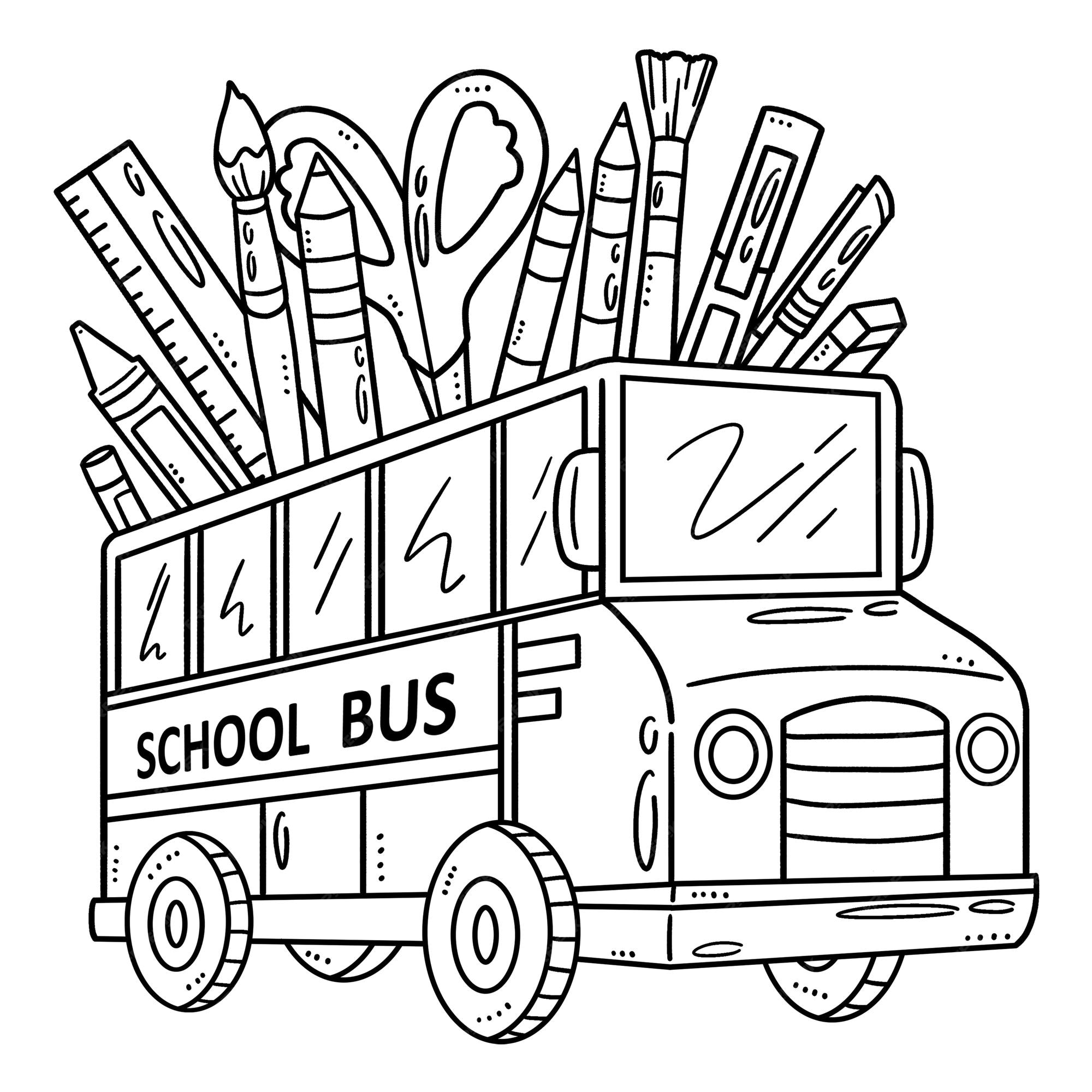 Premium Vector | Back To School Bus Isolated Coloring Page for Kids Premium Vector | Back To School Bus Isolated Coloring Page for Kids