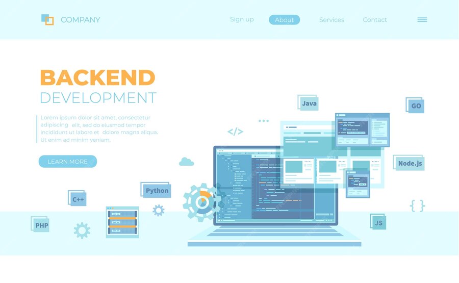 Premium Vector | Backend development coding software engineering programming languages program ...