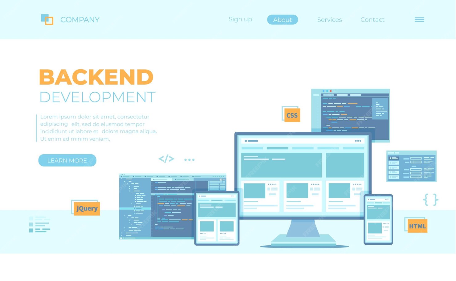 Premium Vector | Backend development coding software engineering programming languages program ...