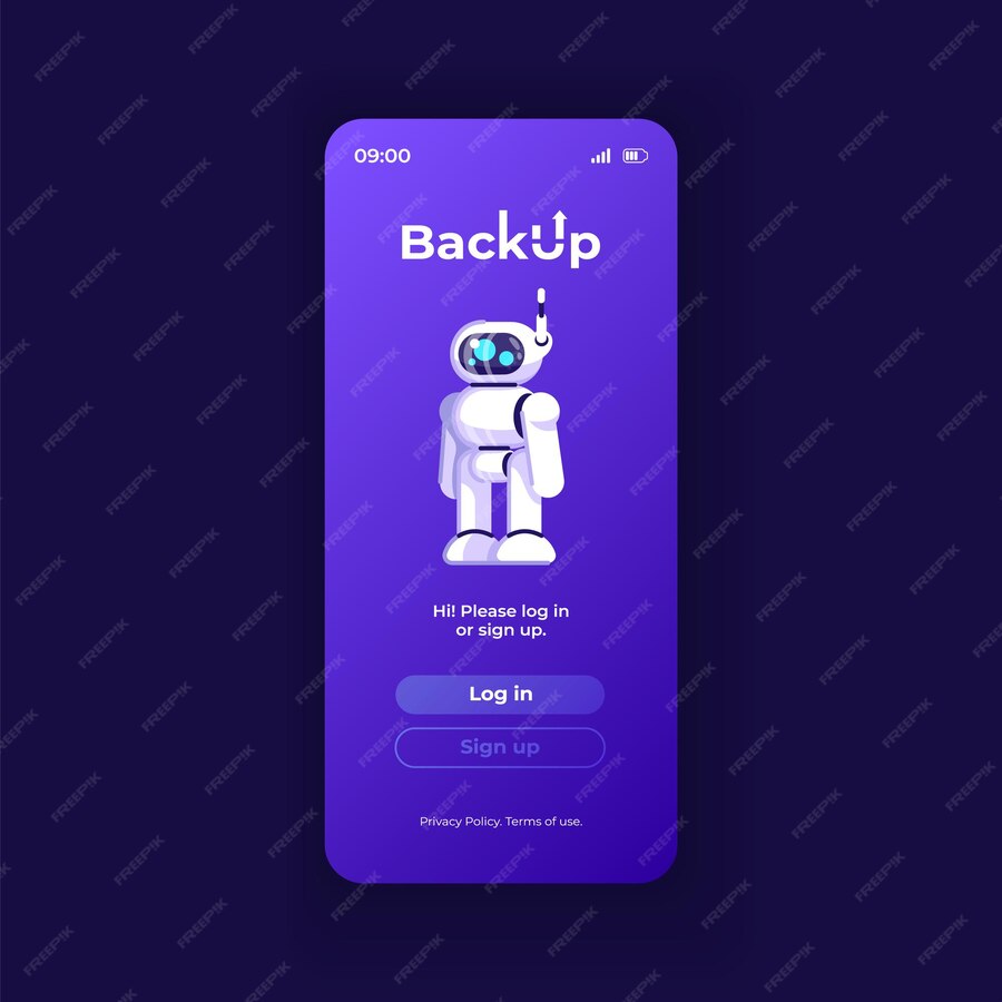 Premium Vector Backup Application Smartphone Interface Vector Template Mobile App Page Dark