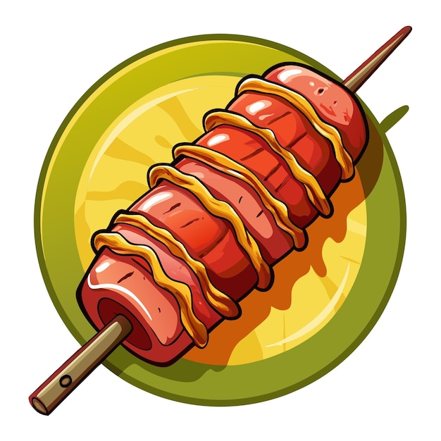 Bacon Wrapped In Bacon On A Skewer With Balsamic Vinegar Premium Ai Generated Vector