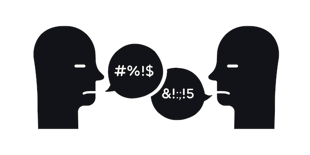 Premium Vector | Bad swear talk speech bubble two person Premium Vector | Bad swear talk speech bubble two person