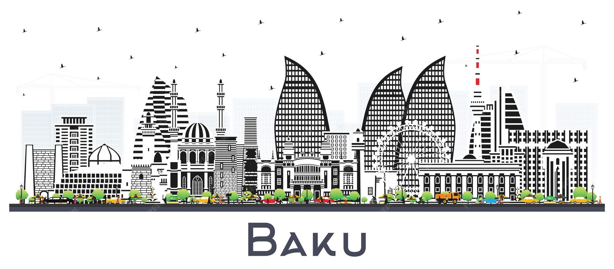 Premium Vector Baku Azerbaijan City Skyline With Color Buildings