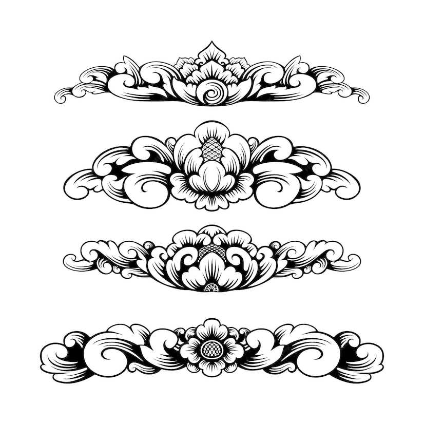 Premium Vector | Balinese ornament silhouette vector set Premium Vector | Balinese ornament silhouette vector set