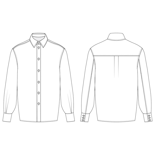 Premium Vector Balloon Long Sleeve Collared Buttoned Denim Jean Shirt