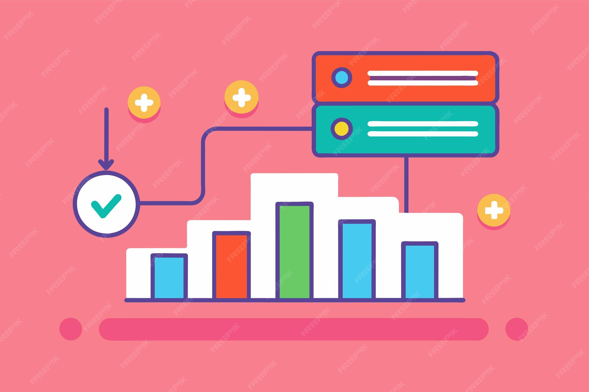 Premium Vector A Bar Chart Displaying Data With A Prominent Check Mark Symbol On One Of The