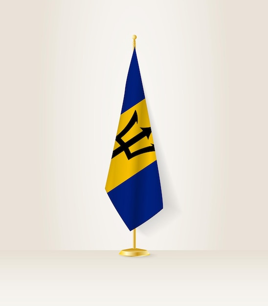 Premium Vector Barbados Flag On A Flag Stand 5766