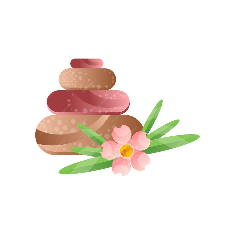 Premium Vector Basalt Massage Stones And Flower Spa Design Element Vector Illustration