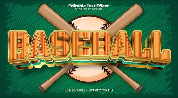 Premium Vector | Baseball editable text effect in modern trend style Premium Vector | Baseball editable text effect in modern trend style