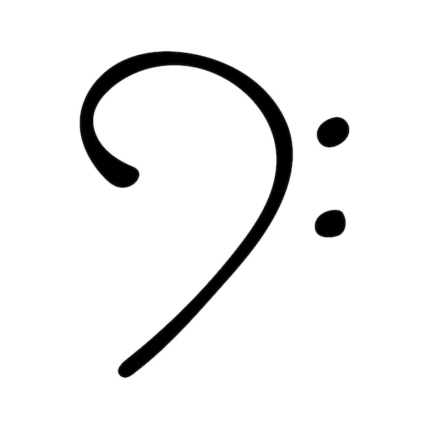 Premium Vector Bass Clef Doodle Hand Drawn Musical Symbol Single Element For Print Web Design