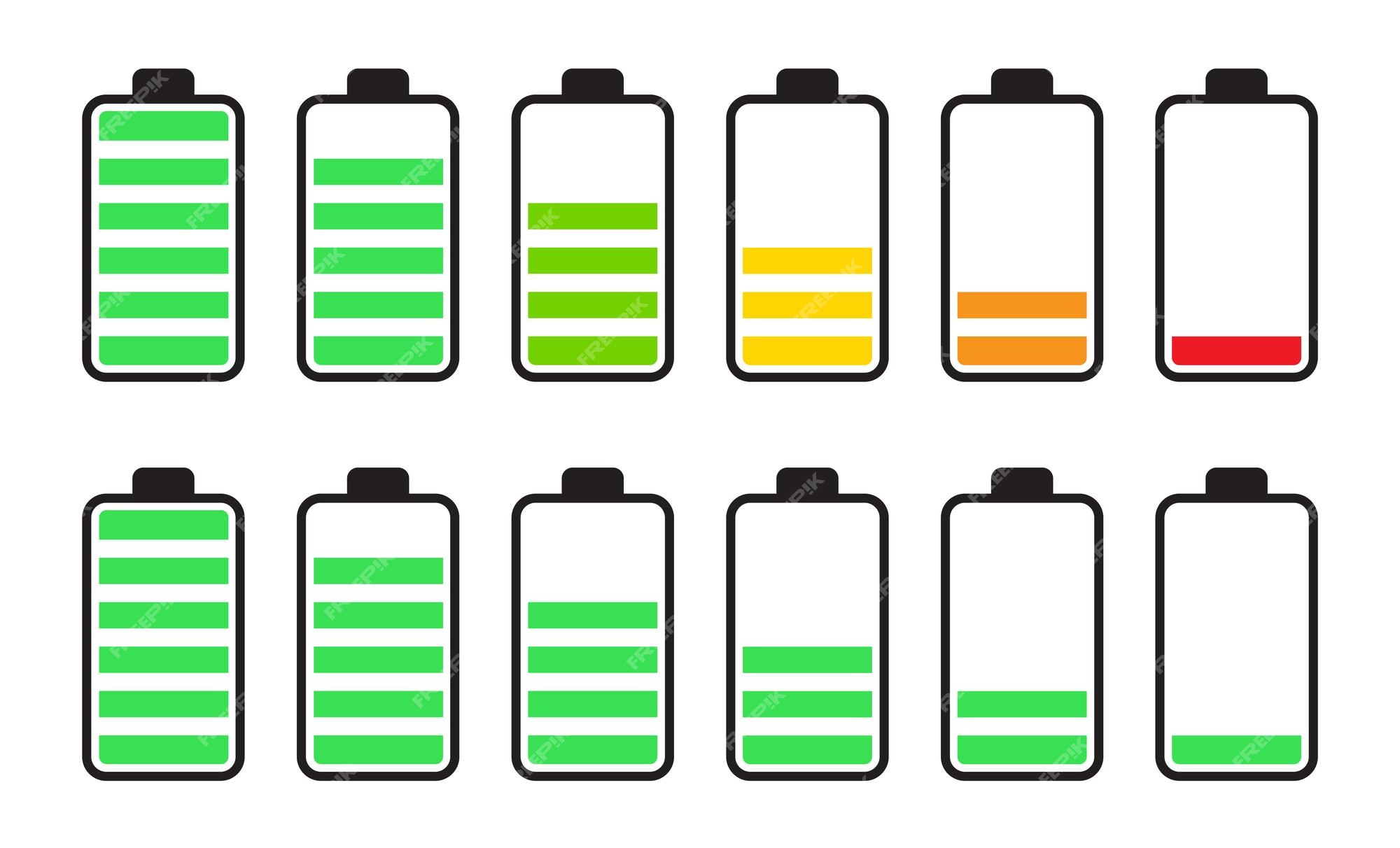 Premium Vector | Battery charge indicator icons phone Premium Vector | Battery charge indicator icons phone