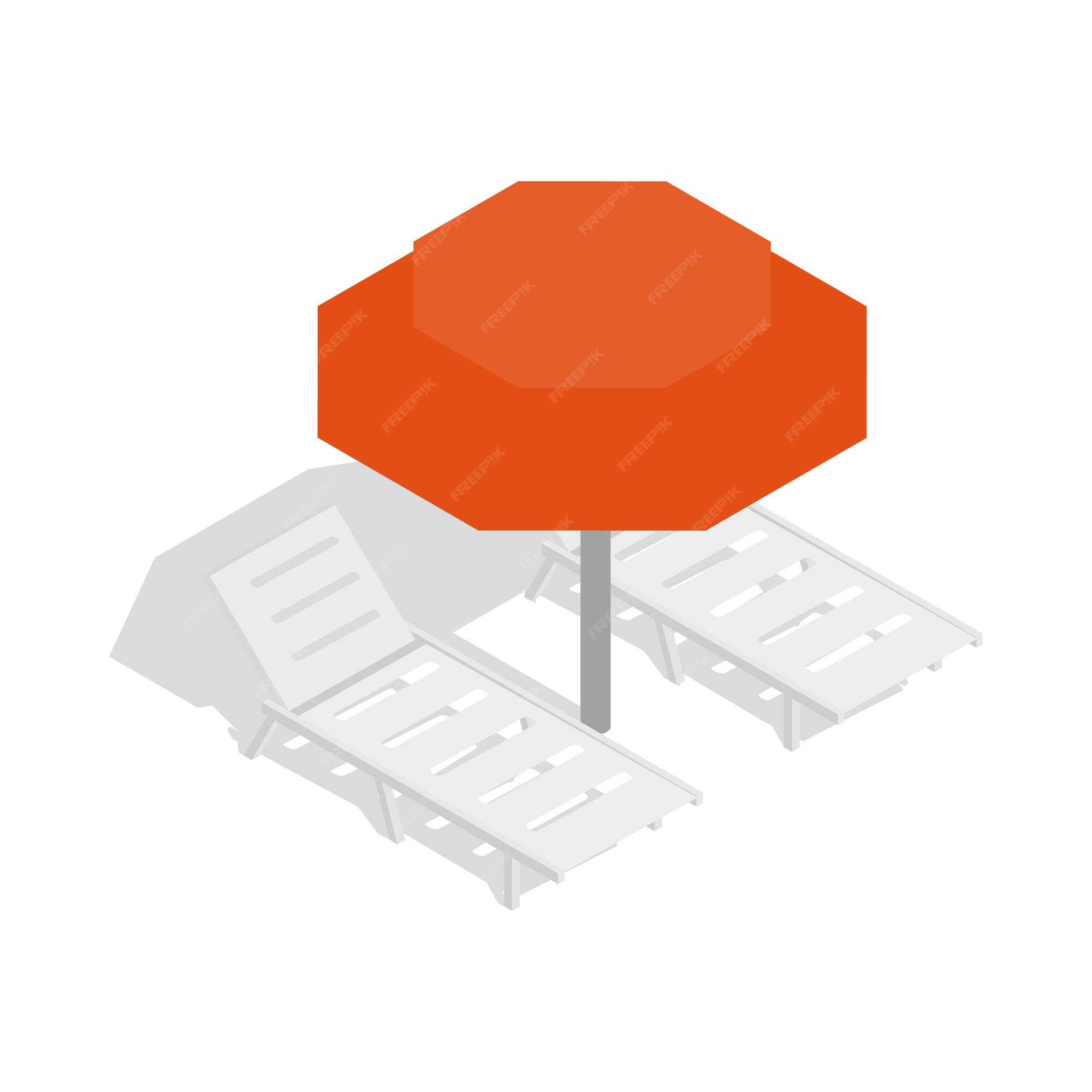 Premium Vector Beach Umbrella And Two Beach Chairs Icon In Isometric