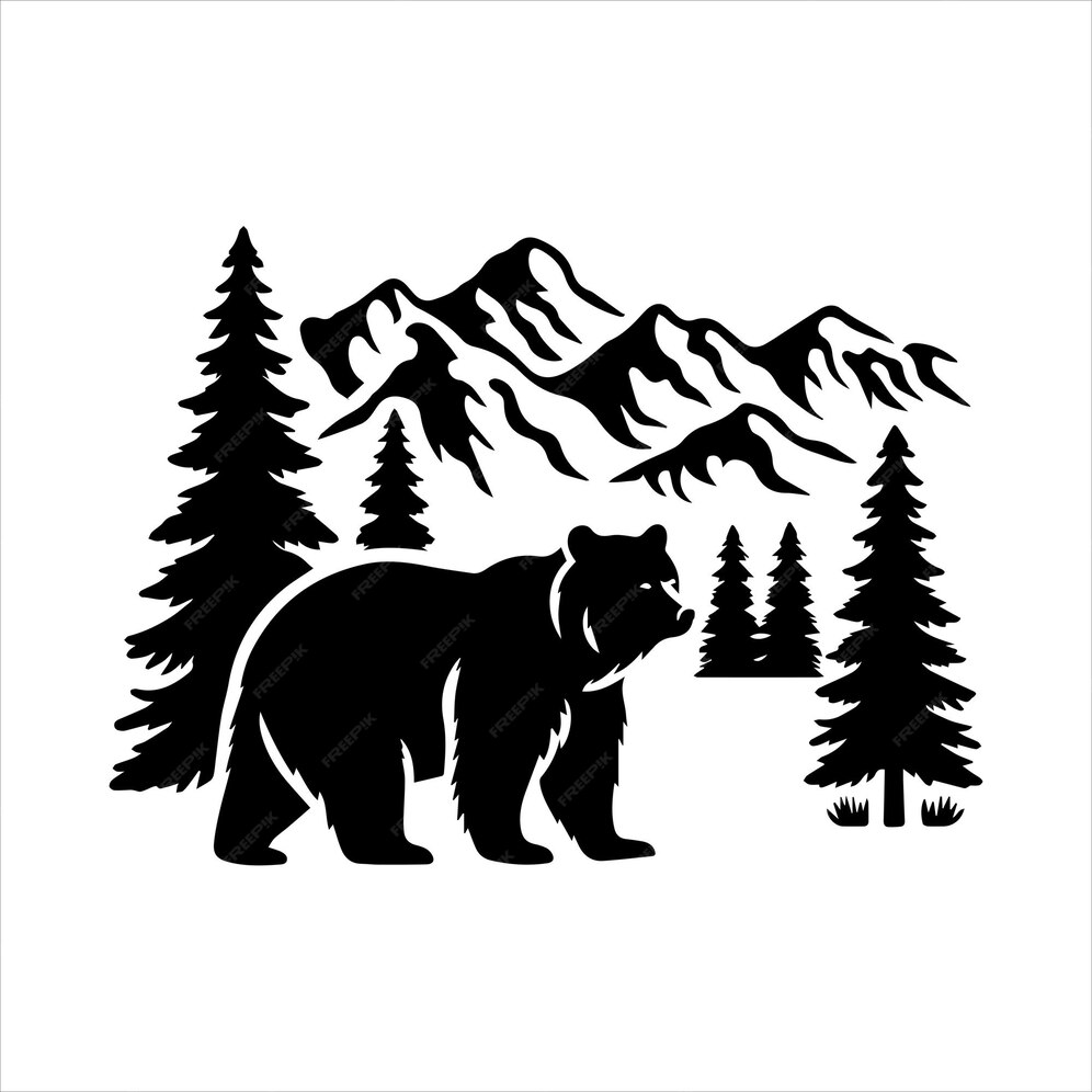 Premium Vector | Bear amp Pine Trees amp Mountains SVG Premium Vector | Bear amp Pine Trees amp Mountains SVG