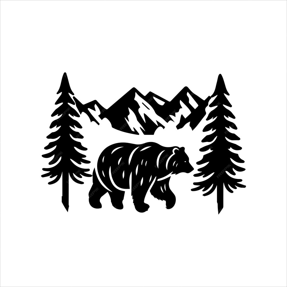 Bear amp Pine Trees amp Mountains SVG | Premium AI-generated vector Bear amp Pine Trees amp Mountains SVG | Premium AI-generated vector