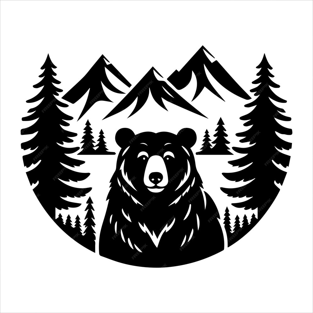 Premium Vector | Bear amp Pine Trees amp Mountains SVG Premium Vector | Bear amp Pine Trees amp Mountains SVG
