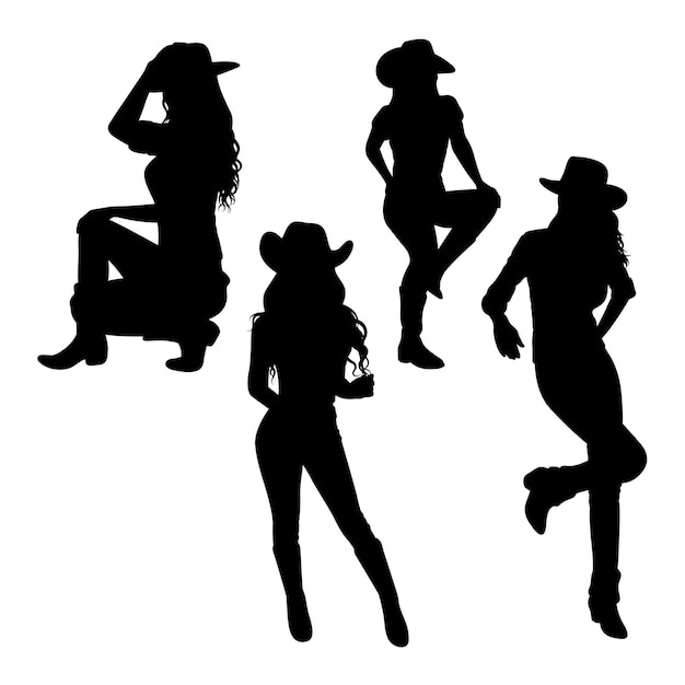 Cowgirl Pose Silhouette Vectors And Illustrations For Free Download Freepik