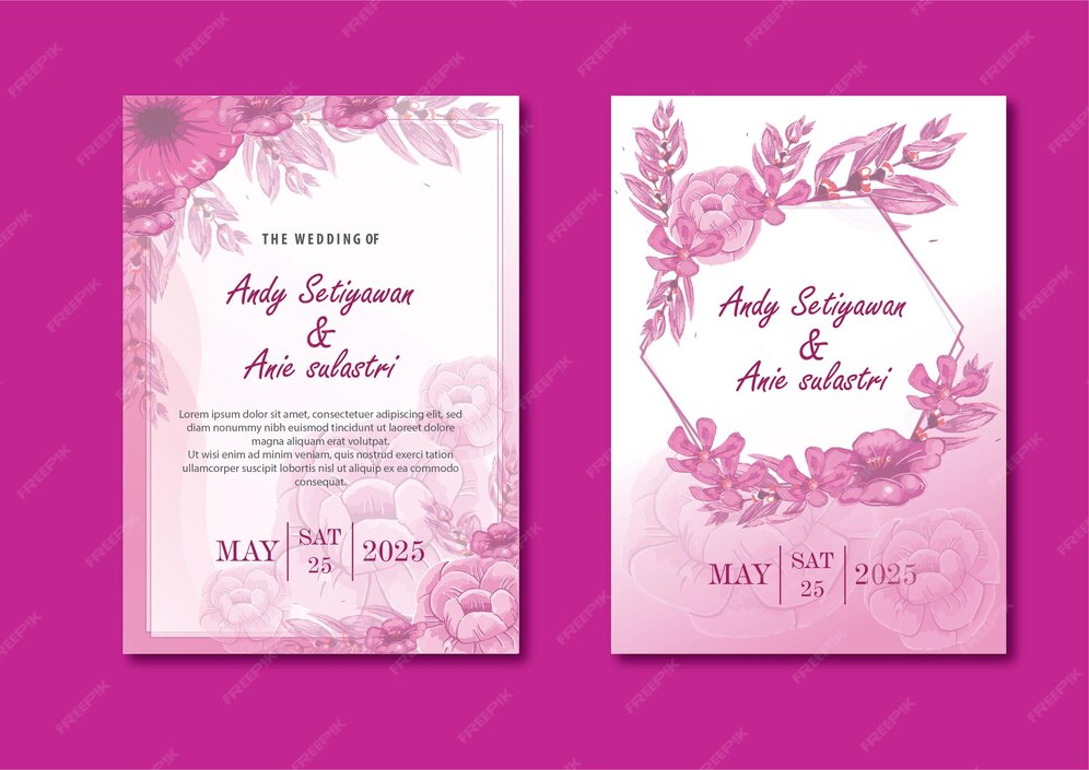 Premium Vector Beautiful Floral Wreath Wedding Invitation Card Template