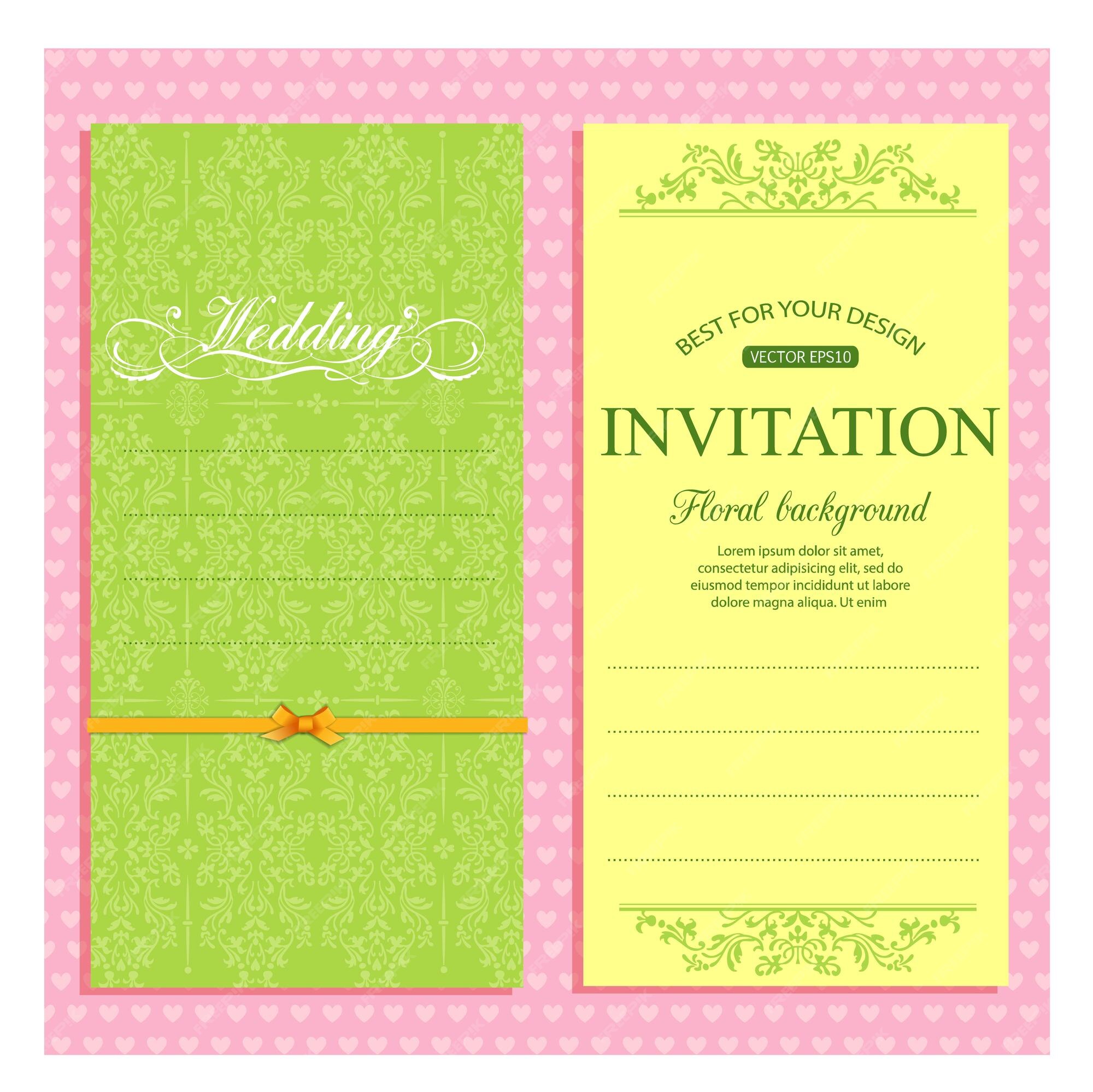 Premium Vector Beautiful Floral Wreath Wedding Invitation Card Template
