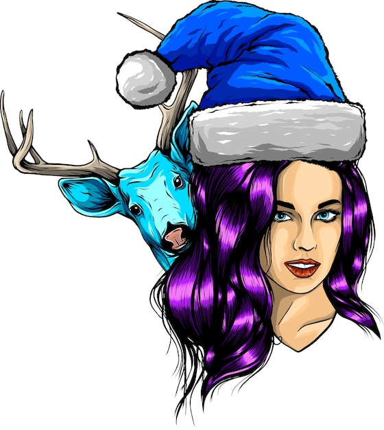 Premium Vector | Beautiful girl wearing santa claus clothes on white ... Premium Vector | Beautiful girl wearing santa claus clothes on white ...