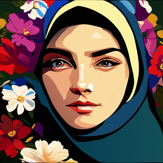 Premium Vector | Beautiful iranian woman wearing hijab with proud gaze ... Premium Vector | Beautiful iranian woman wearing hijab with proud gaze ...