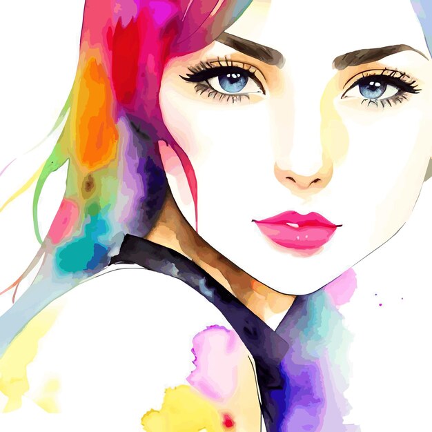 Premium Vector | Beautiful woman watercolor generative ai Premium Vector | Beautiful woman watercolor generative ai
