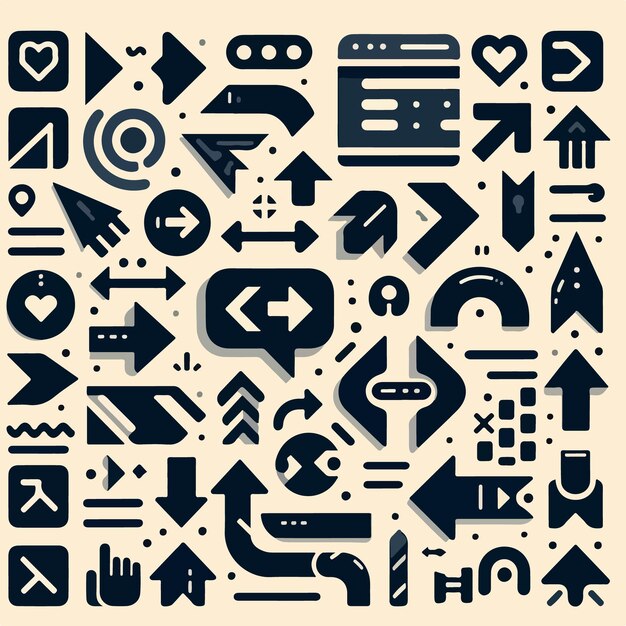 Premium Vector | Big black arrows flat icon set Premium Vector | Big black arrows flat icon set