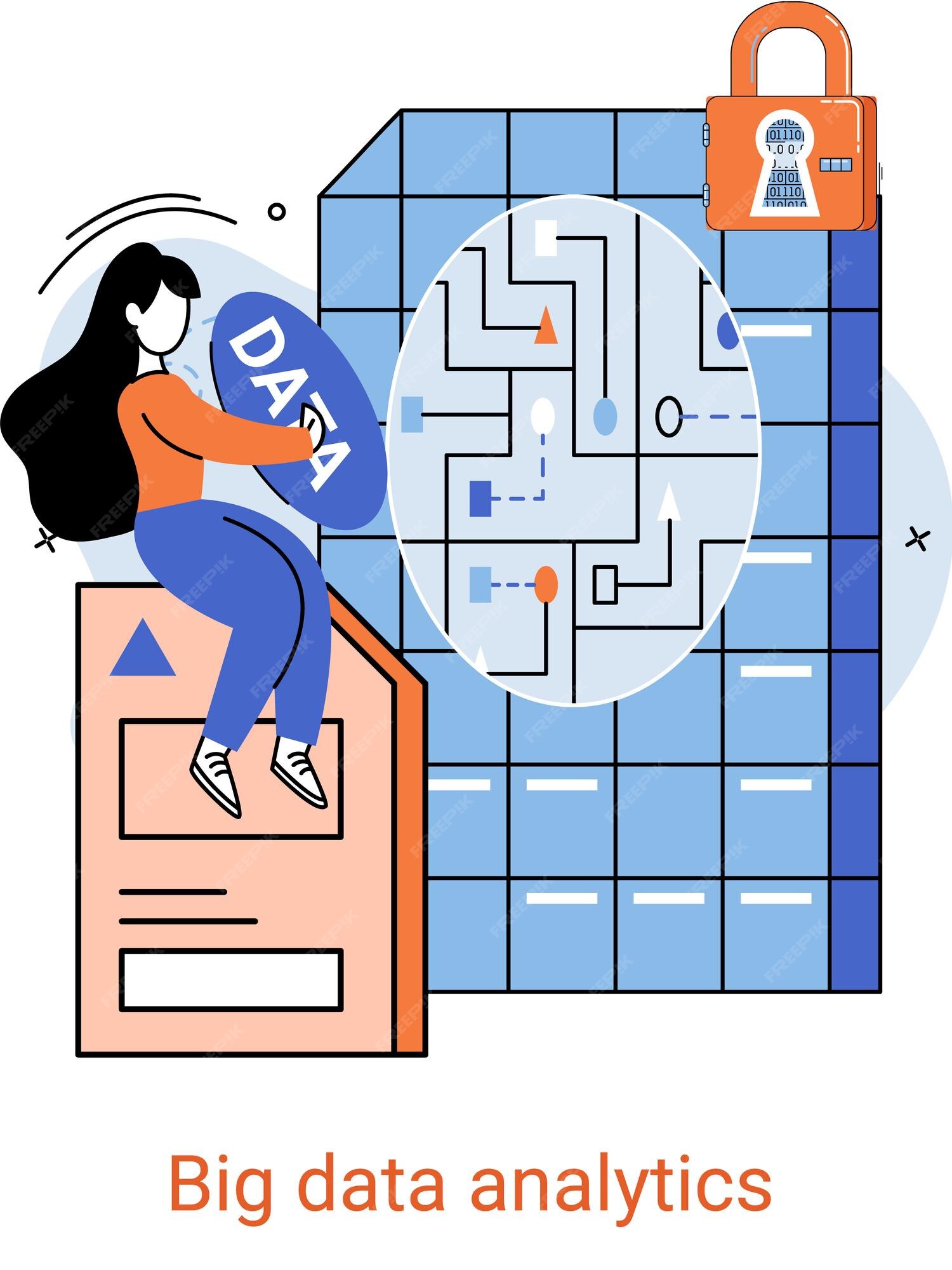 Premium Vector Big Data Analytics Process Of Analyzing Large And Complex Data Sources To