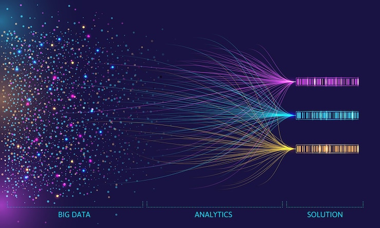 Premium Vector Big Data Analytics Visualization Digital Flow Of