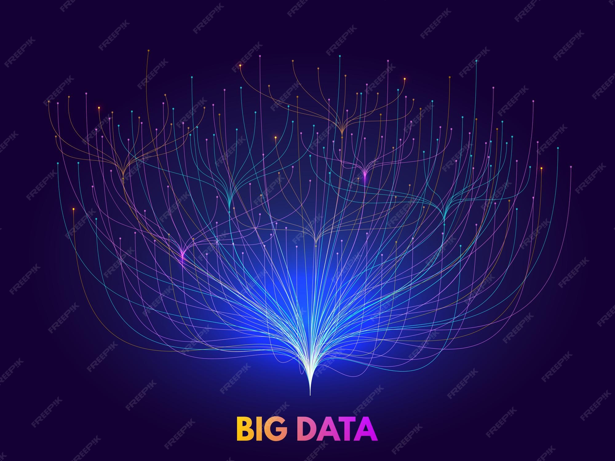 Premium Vector Big Data Collection Virtual Flow Of Database Connections Tree Structure Digital