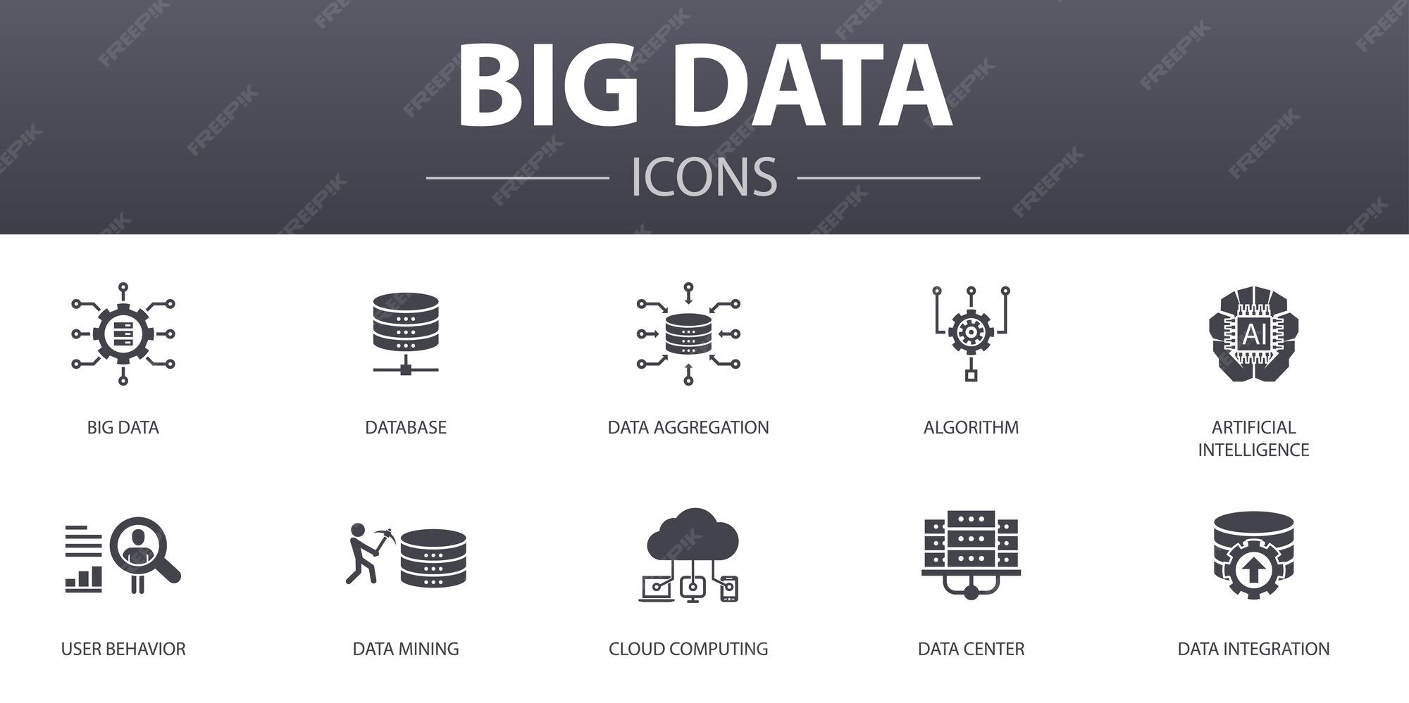 Premium Vector | Big data simple concept icons set. contains such icons ...
