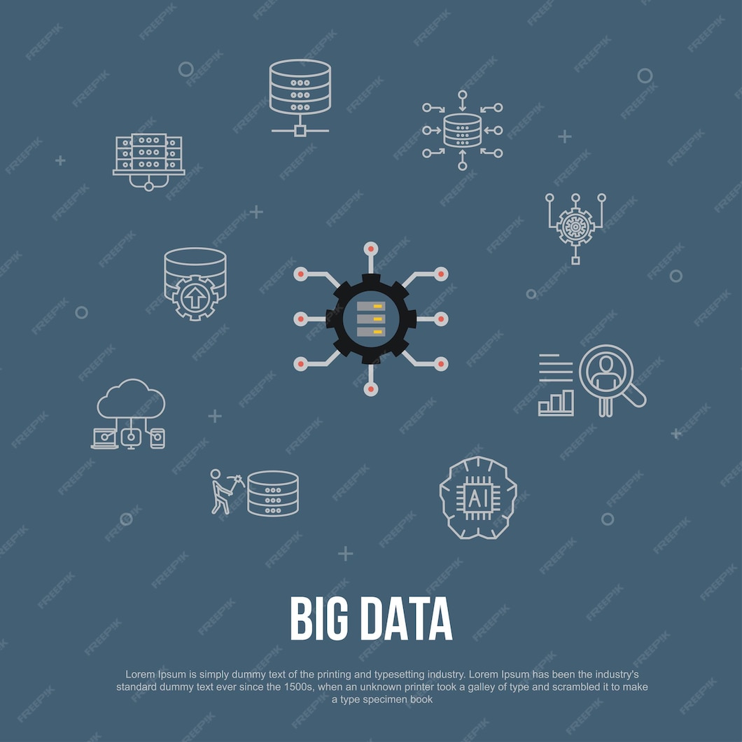 Premium Vector | Big data trendy UI flat concept with simple line icons ...