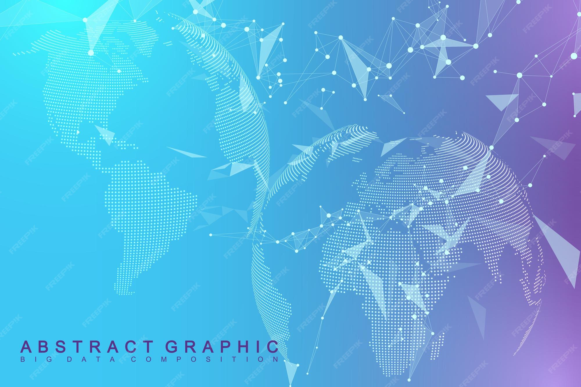 Premium Vector | Big data visualization with a world globe. abstract ...